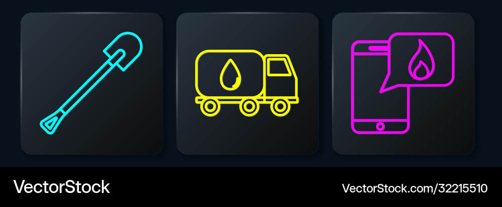 Set line fire shovel phone with emergency call Vector Image