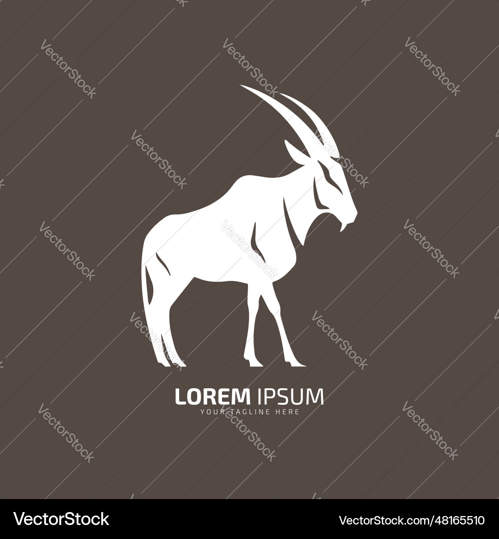Stand oryx logo oryx silhouette isolated white Vector Image