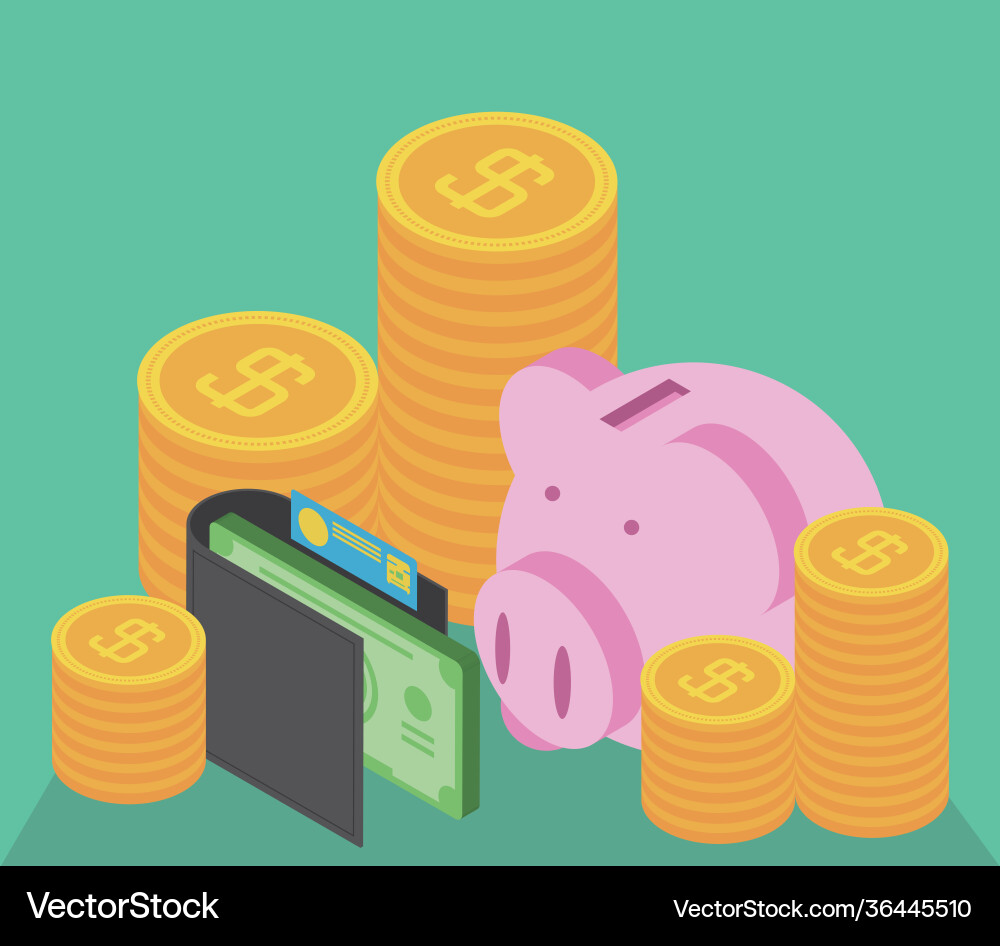 Wallet piggy bank Royalty Free Vector Image - VectorStock