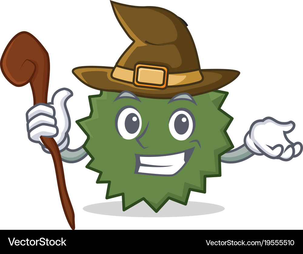 Witch durian mascot cartoon style Royalty Free Vector Image