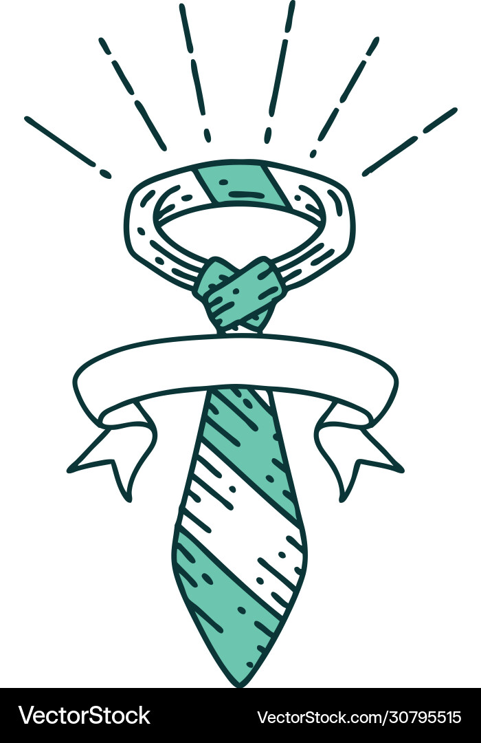 Banner with tattoo style office tie Royalty Free Vector