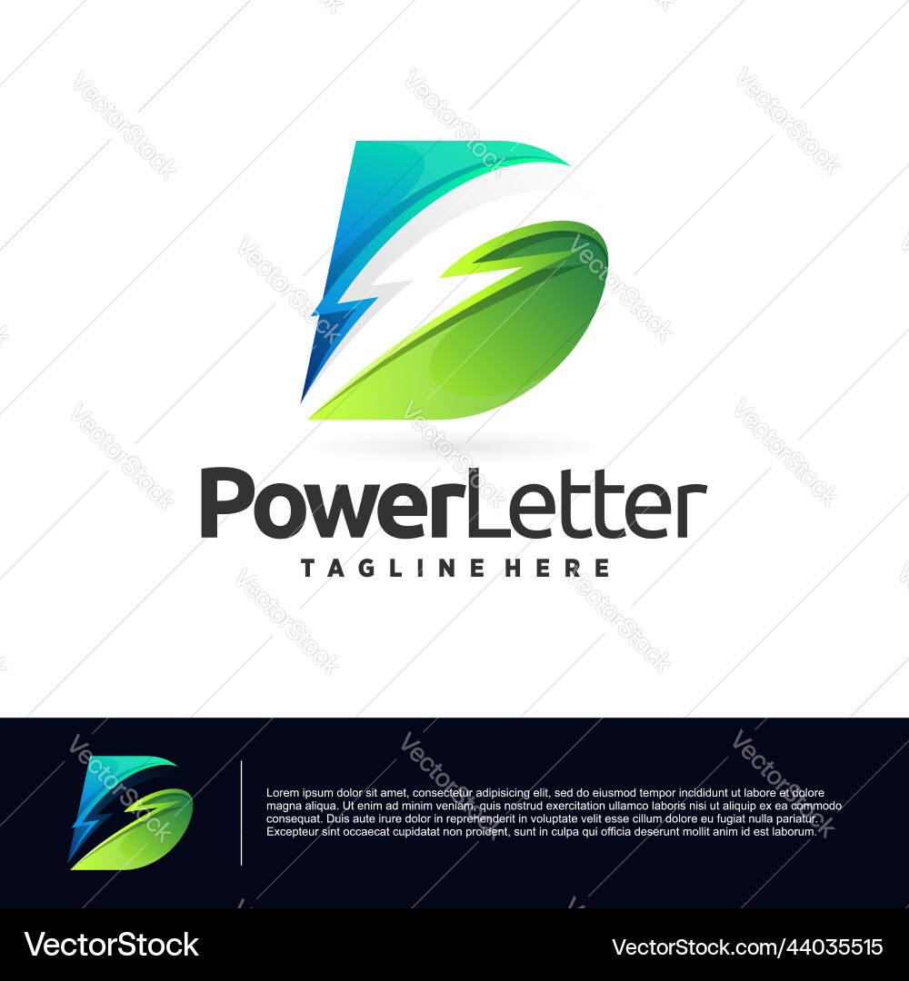 Electric logo in letter d concept with thunder Vector Image
