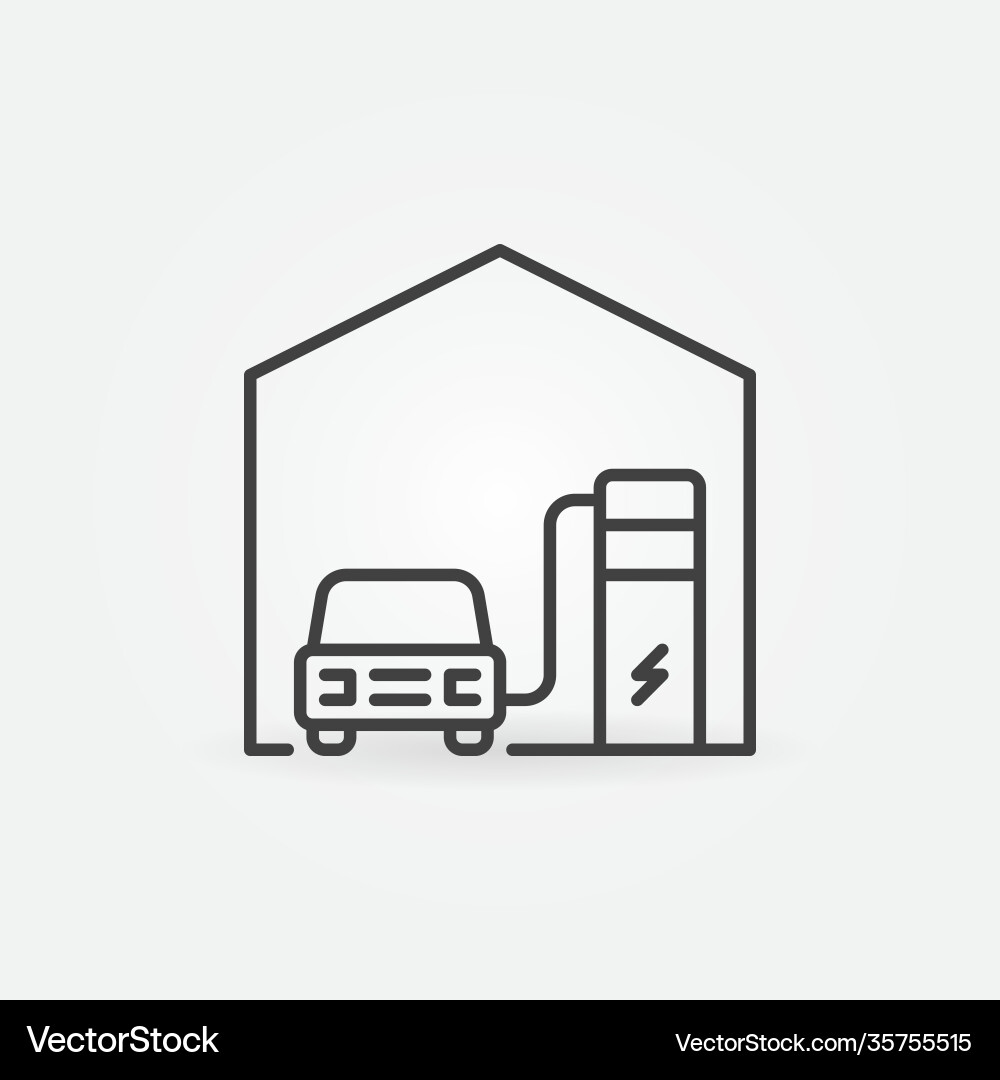 Ev charging at home concept icon in outline Vector Image
