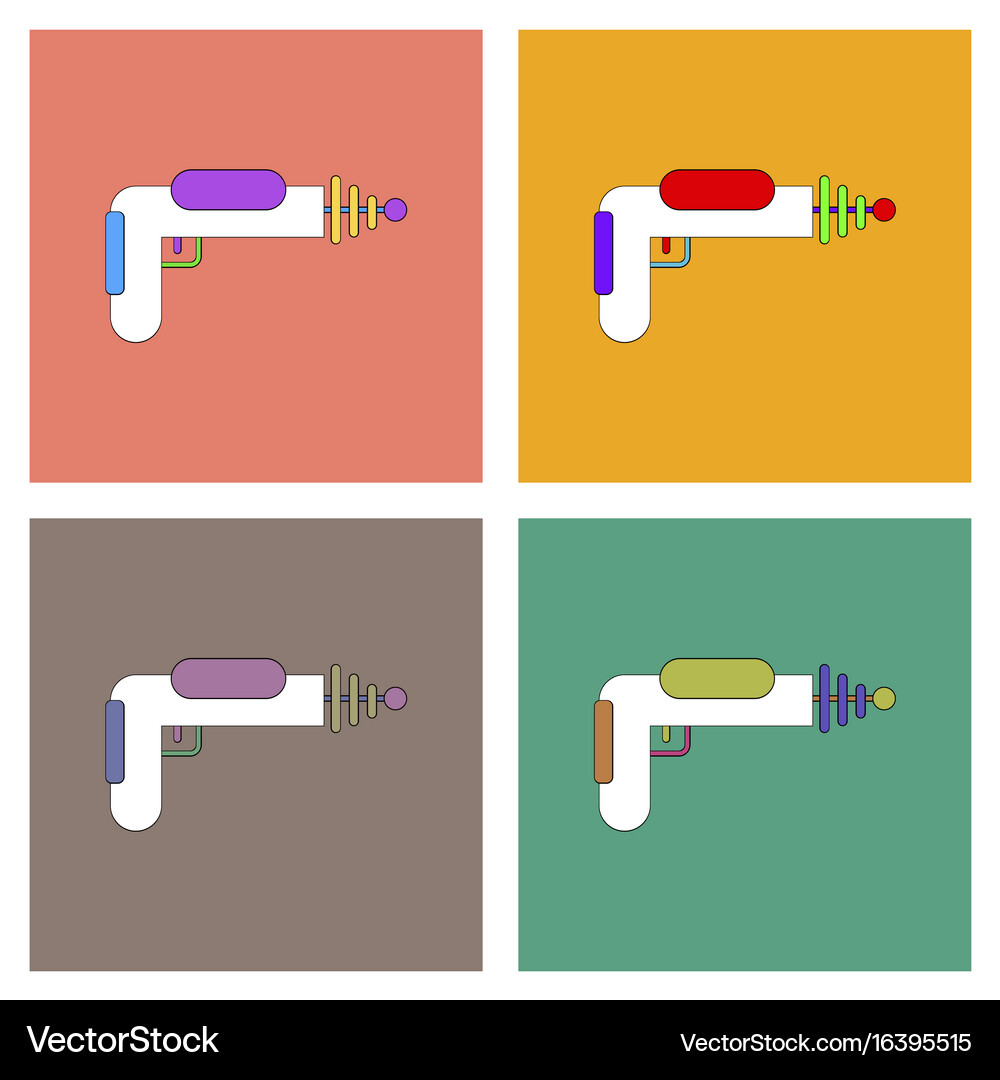 Flat icon design collection toy gun Royalty Free Vector