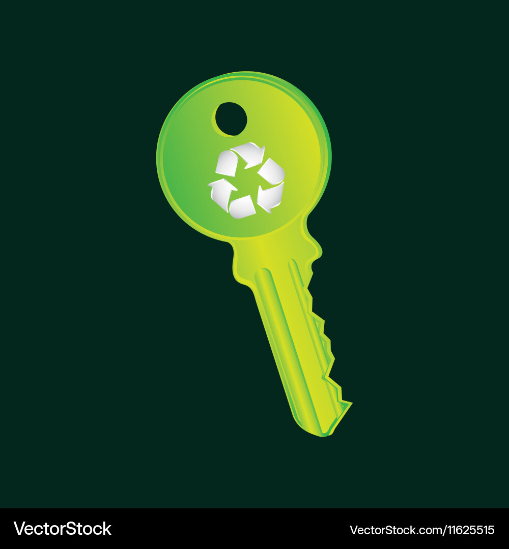 Recycle symbol eco key design Royalty Free Vector Image