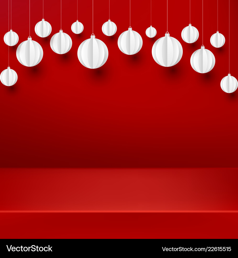 Red christmas poster with white paper Royalty Free Vector