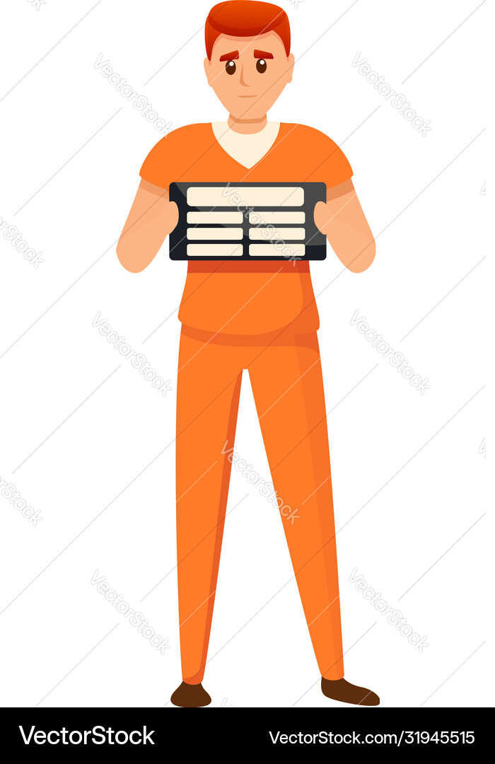 Sad prison clapper icon cartoon style Royalty Free Vector