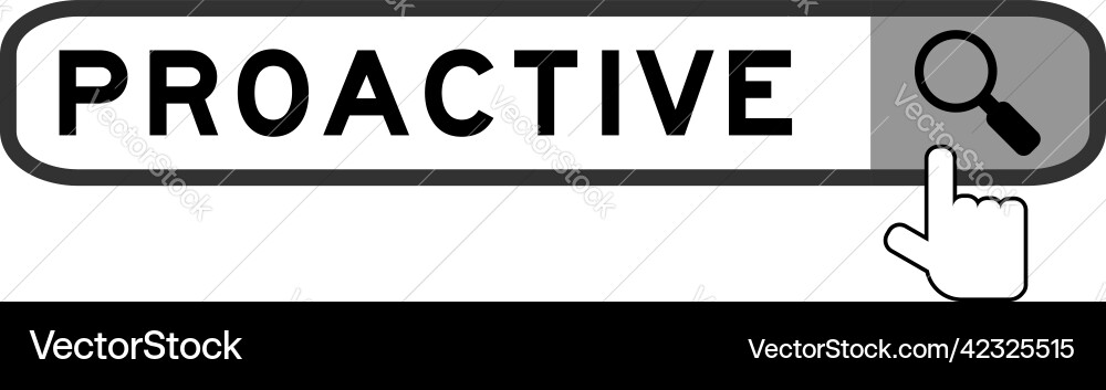Search banner in word proactive with hand over Vector Image