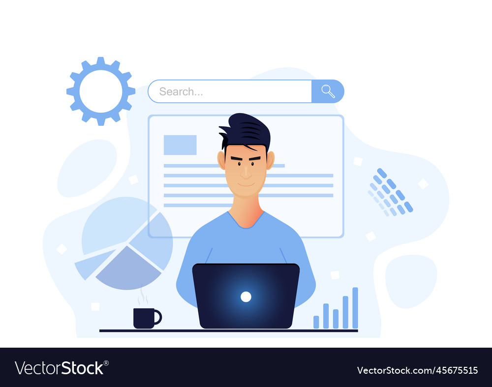 Seo analysis modern flat concept for web banner Vector Image