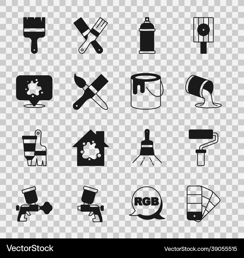 Set color palette guide paint roller brush Vector Image