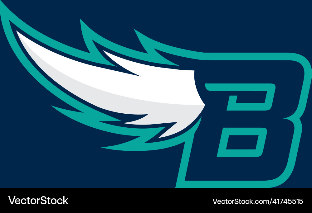 Wings logo with letter b design badges Royalty Free Vector