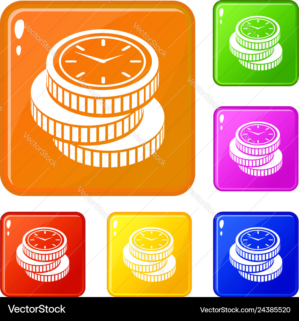 Coin icons set color Royalty Free Vector Image