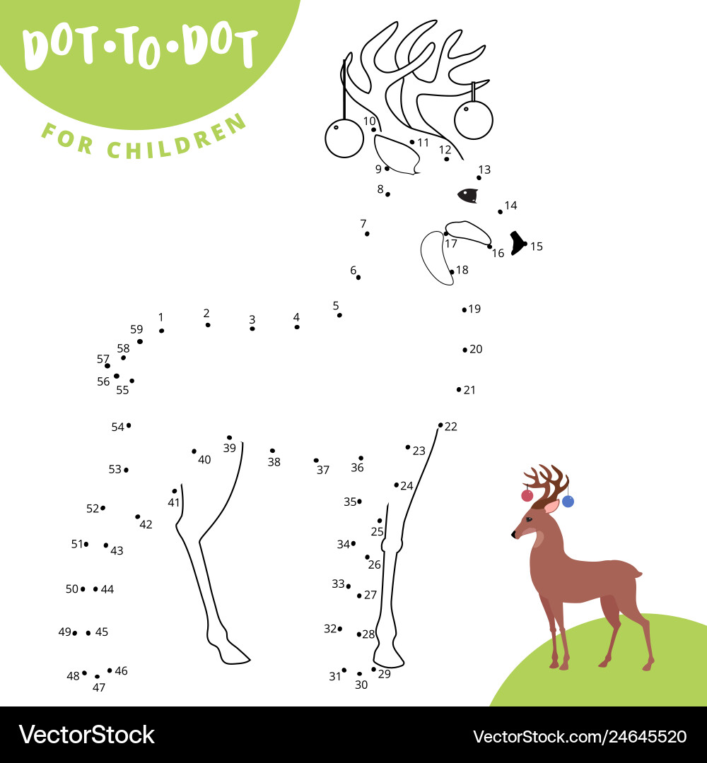 Connect dots to draw animal educational Royalty Free Vector