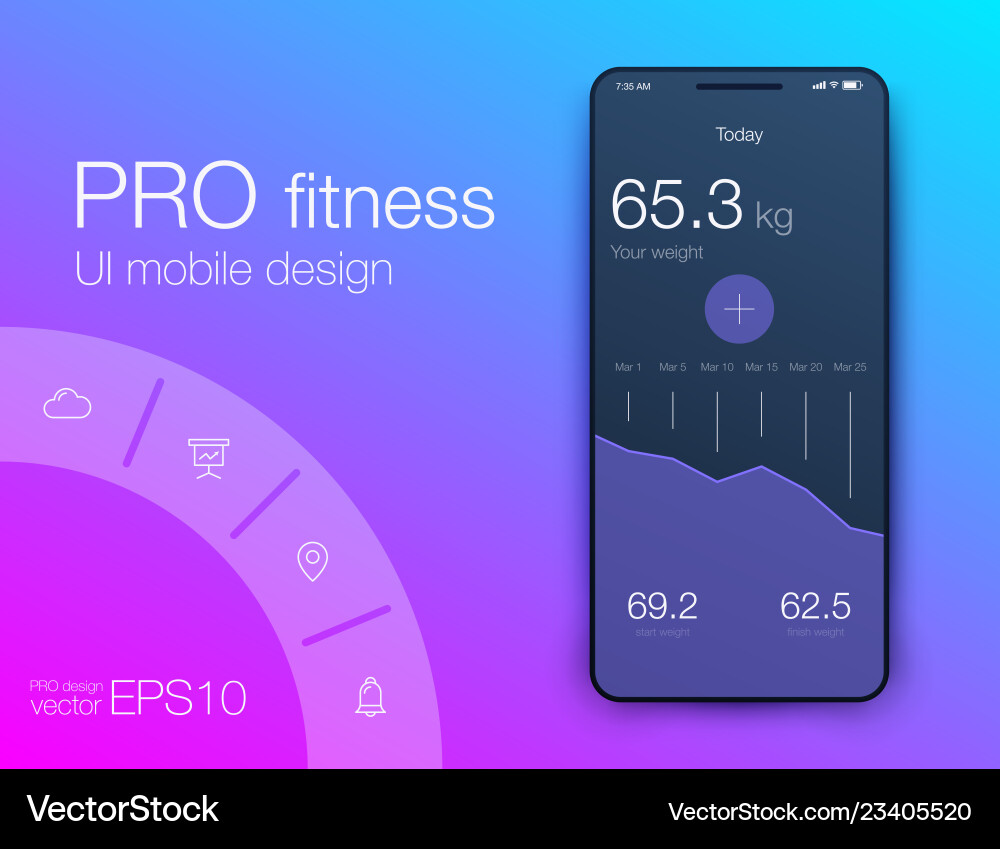 Fitness app ui ux design concept Royalty Free Vector Image