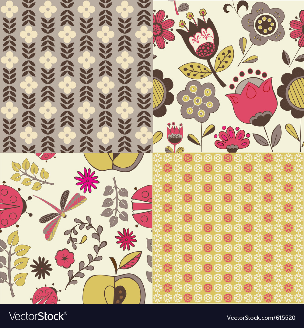 Floral Repeat Pattern - Delicate Lines Royalty Free Vector