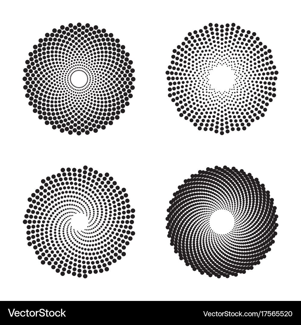 Halftone circles of dots twisted spirals Vector Image