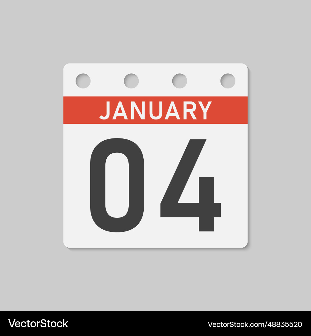 Icon page calendar day - 4 january Royalty Free Vector Image