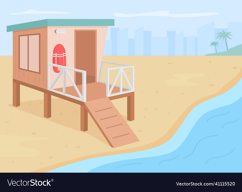 Lifeguard tower flat color Royalty Free Vector Image