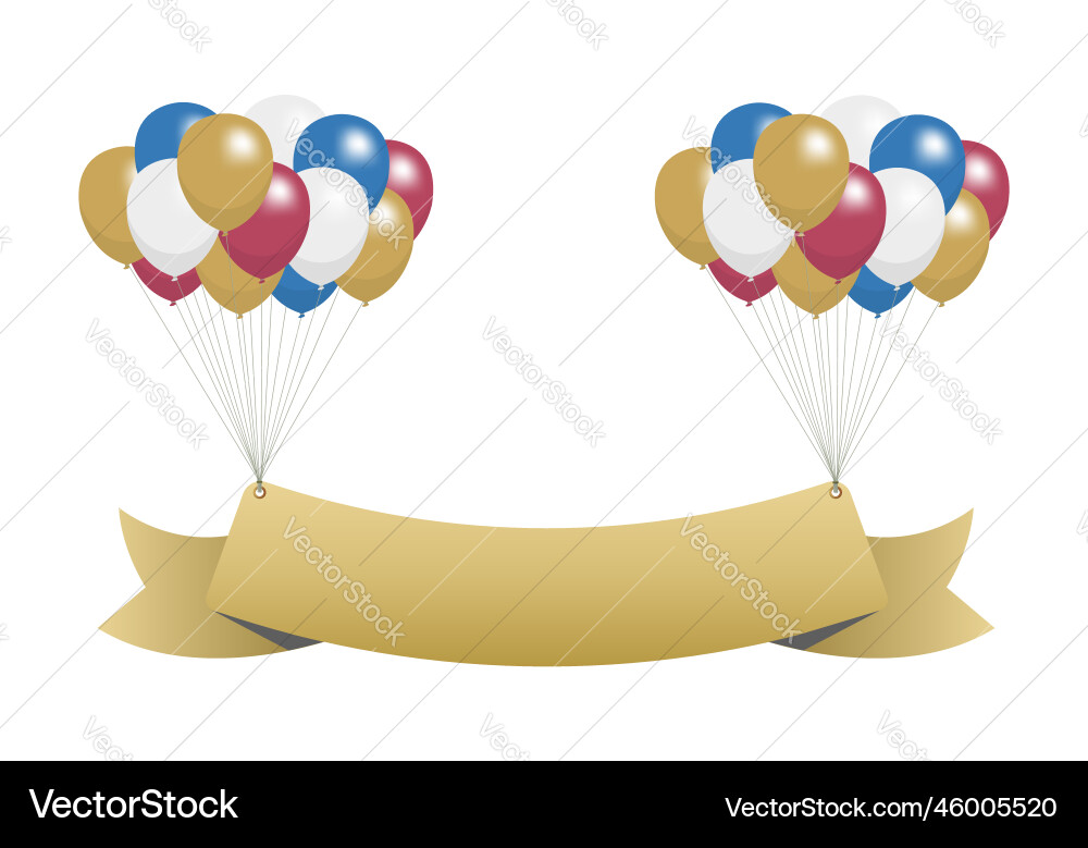 Ribbon banner and balloons Royalty Free Vector Image