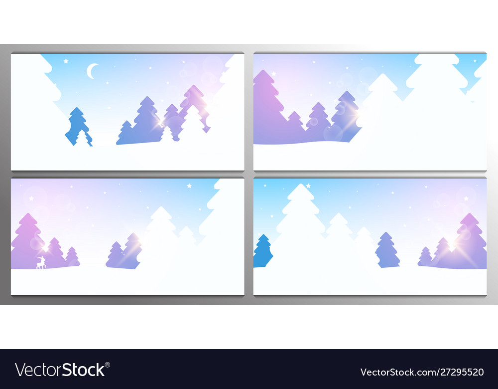 Set banners winter forest woodland landscape Vector Image