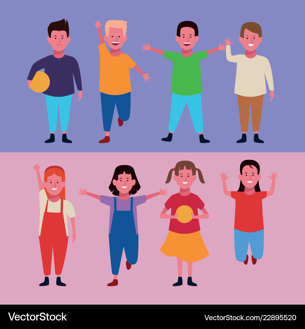 Set of children having fun Royalty Free Vector Image