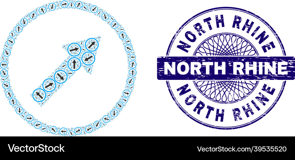 Up-right rounded arrow recursive collage of up Vector Image