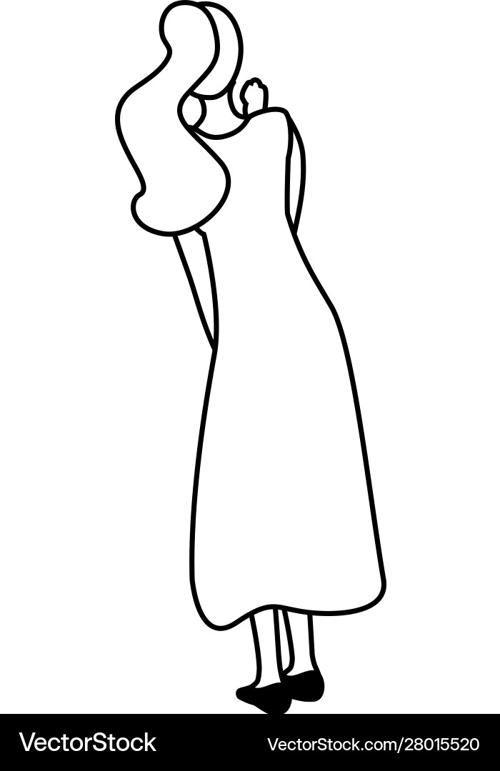 Young woman back position on white background Vector Image