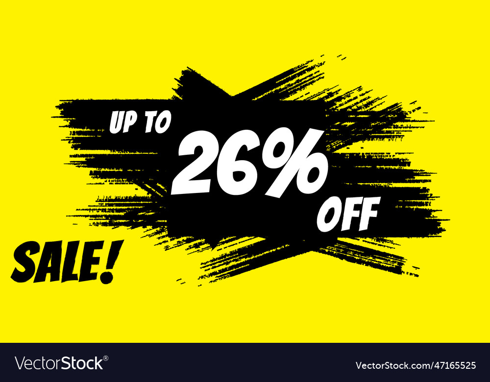 26 percent sale discount brush promotion template Vector Image