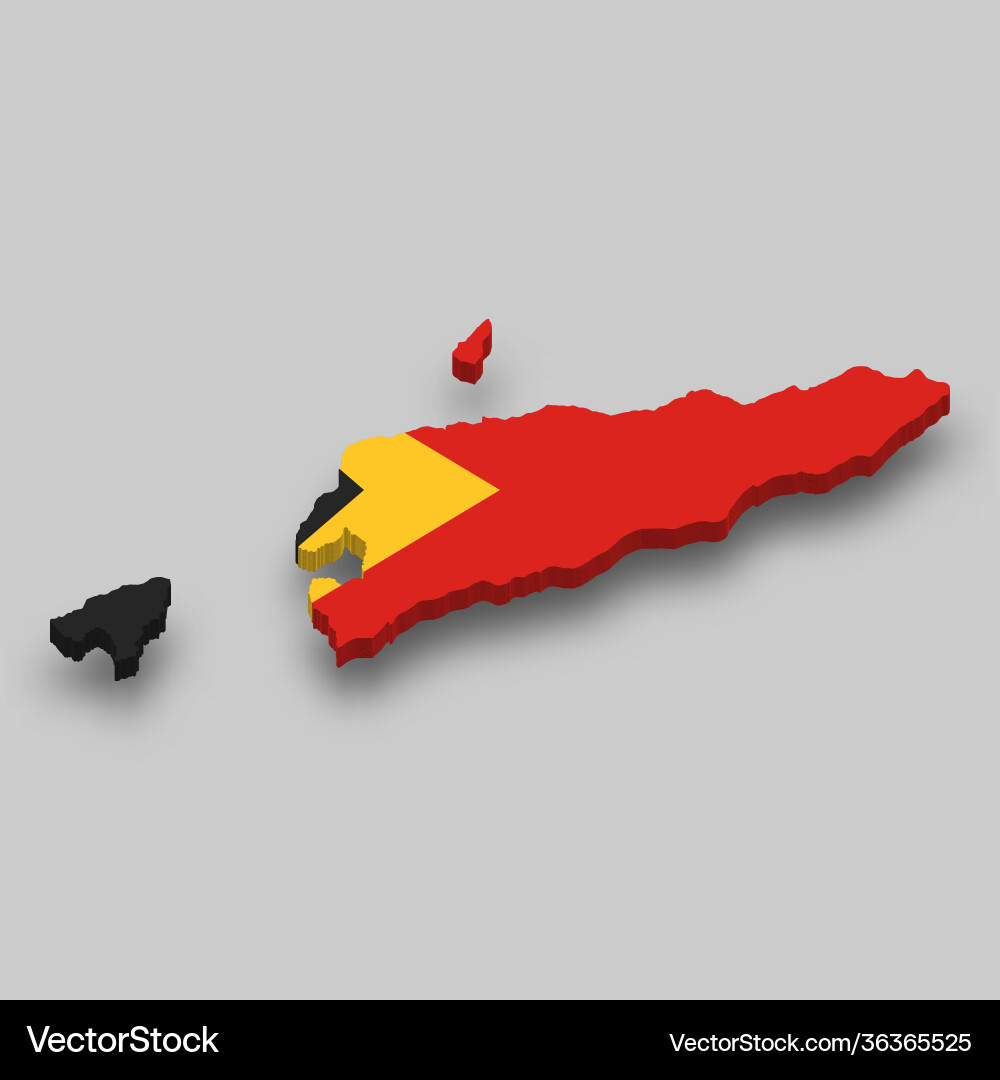 3d isometric map east timor with national flag Vector Image