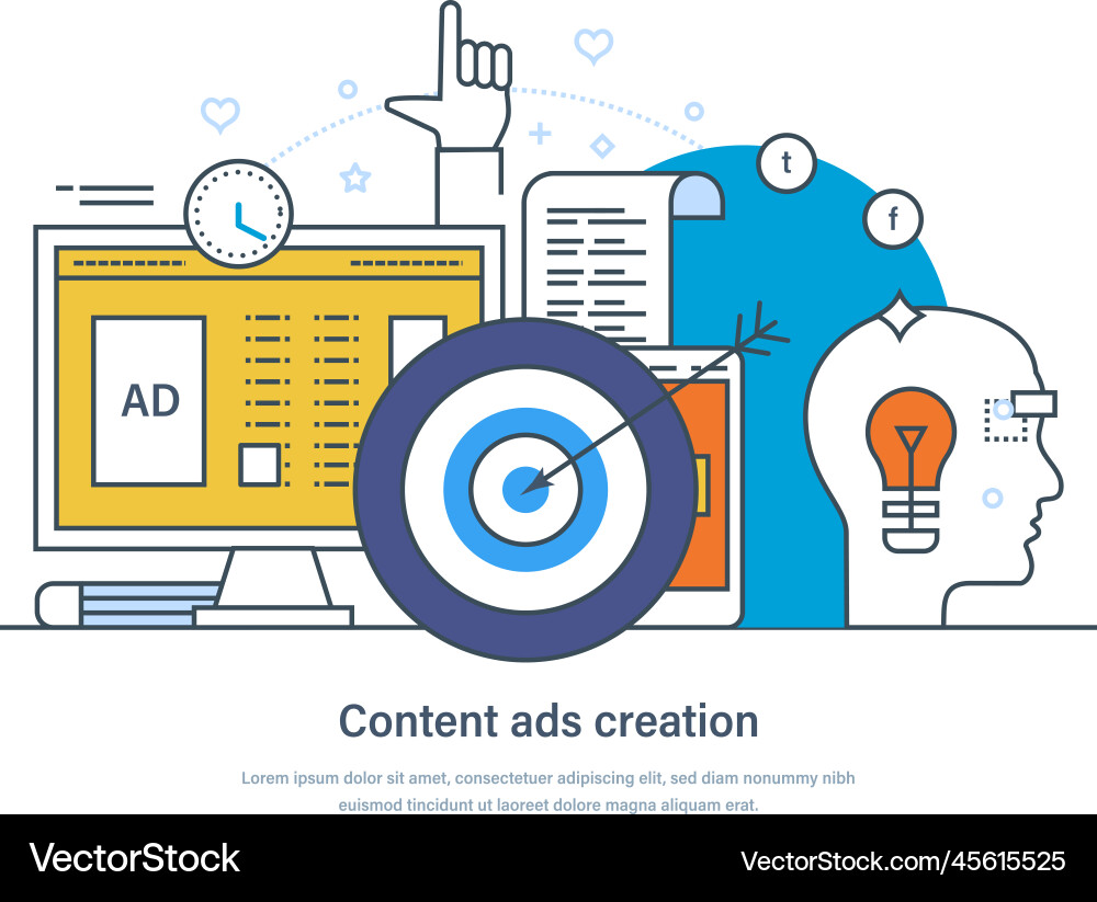 Adc content creation digital marketing management Vector Image