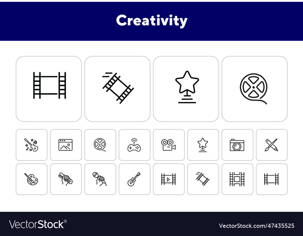 Creativity line icon set Royalty Free Vector Image