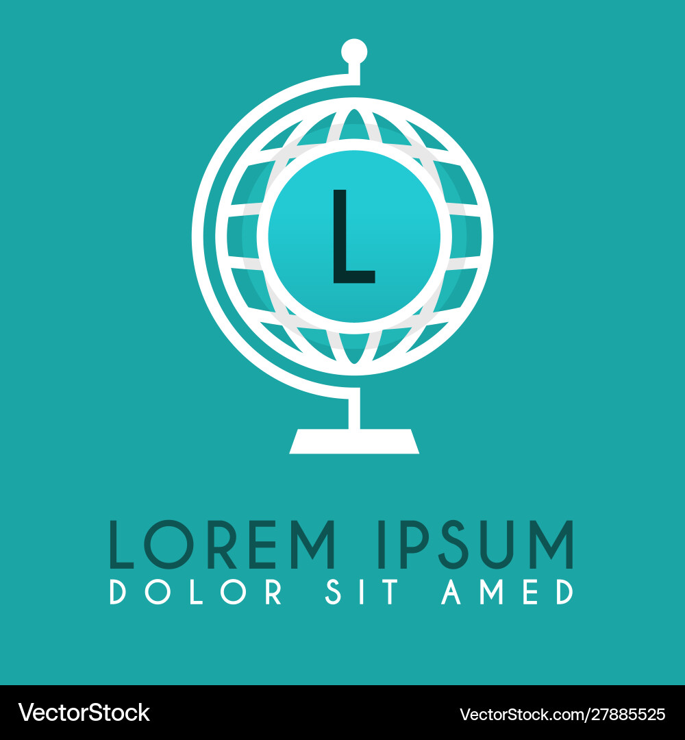 Globe white logo with letter l in middle Vector Image