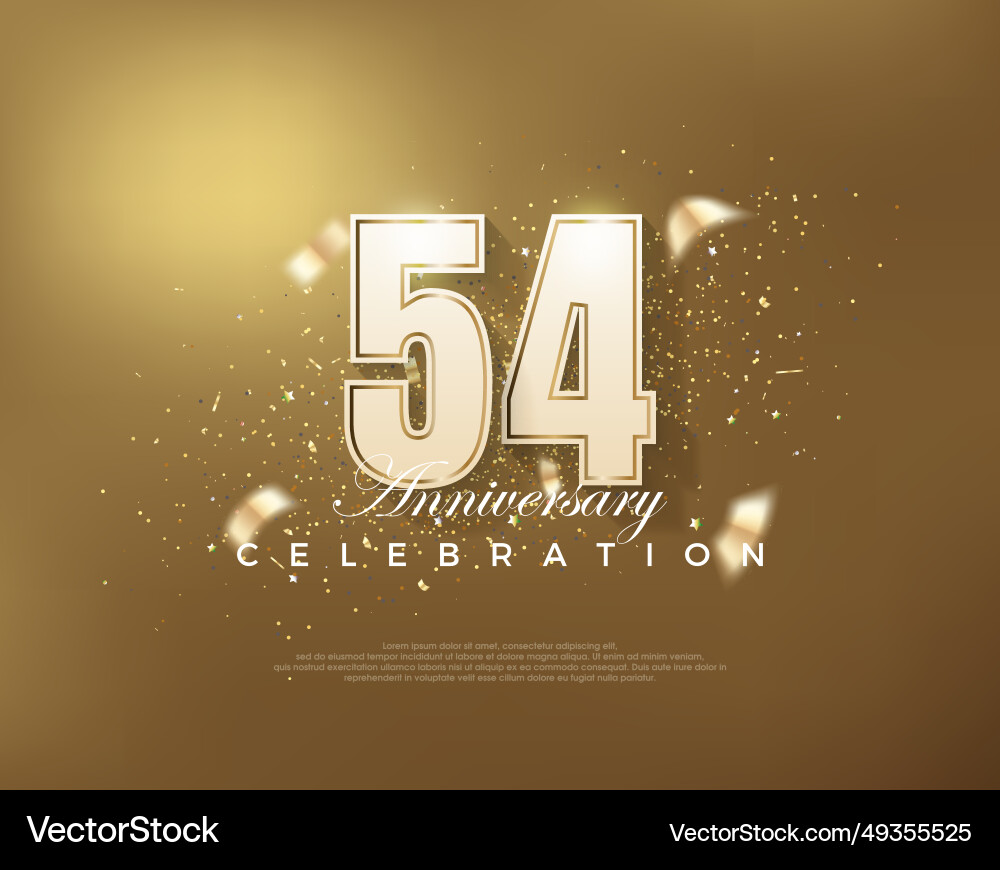 Luxury gold 54th anniversary celebration Vector Image