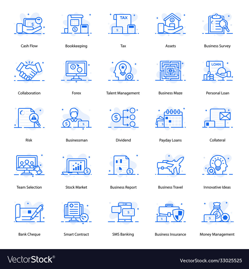 Pack business flat icons Royalty Free Vector Image