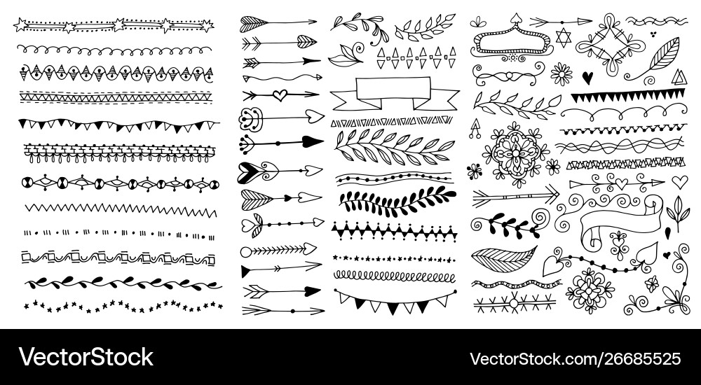 Set hand drawing page dividers borders and Vector Image