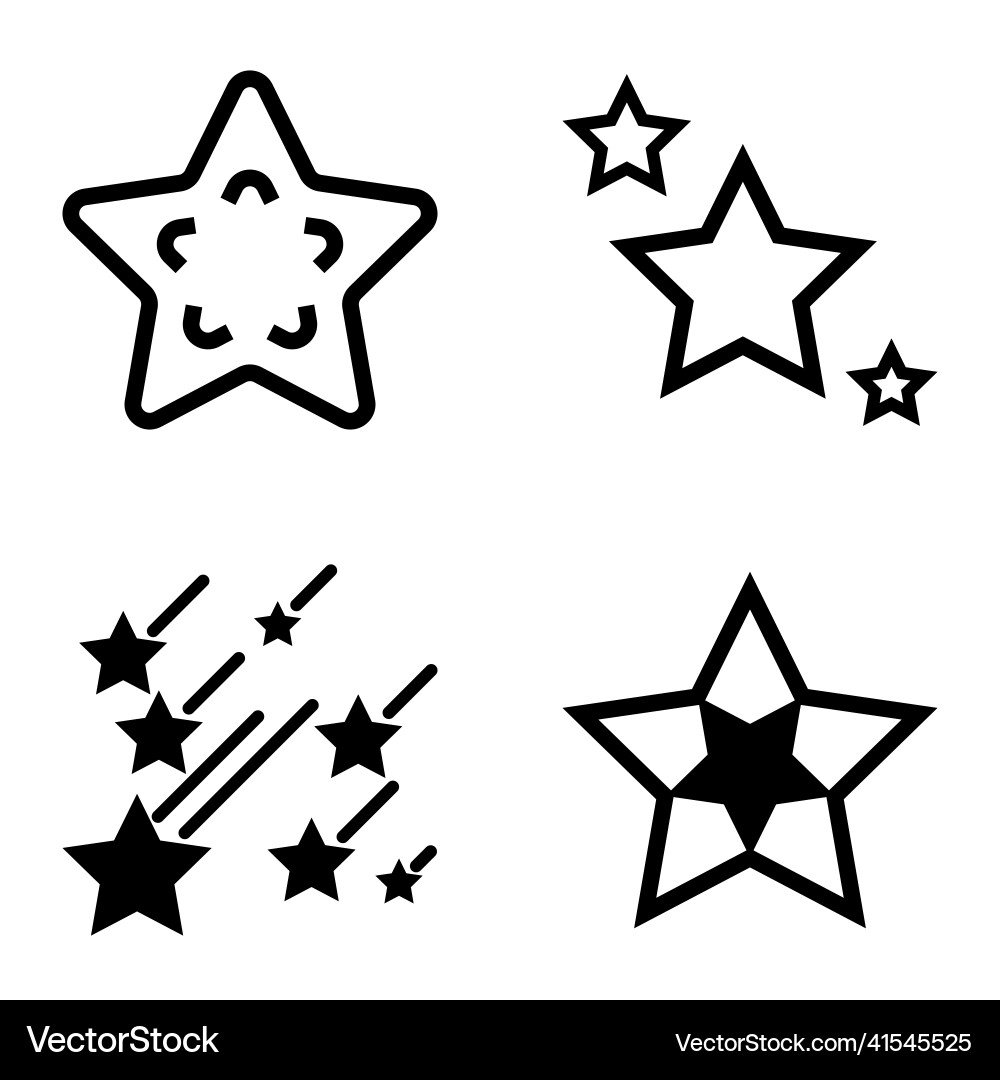 Stars flat icon set isolated on white background Vector Image