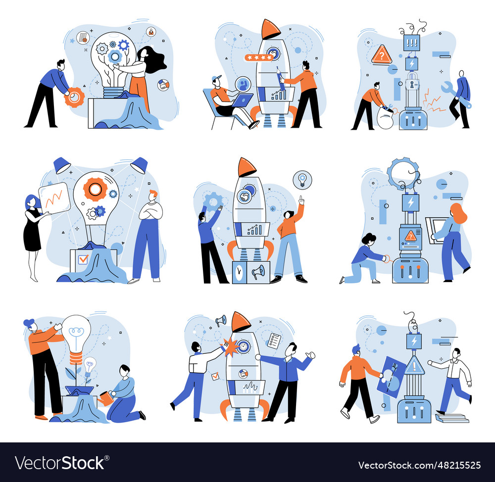 Team solving problems data scientists software Vector Image