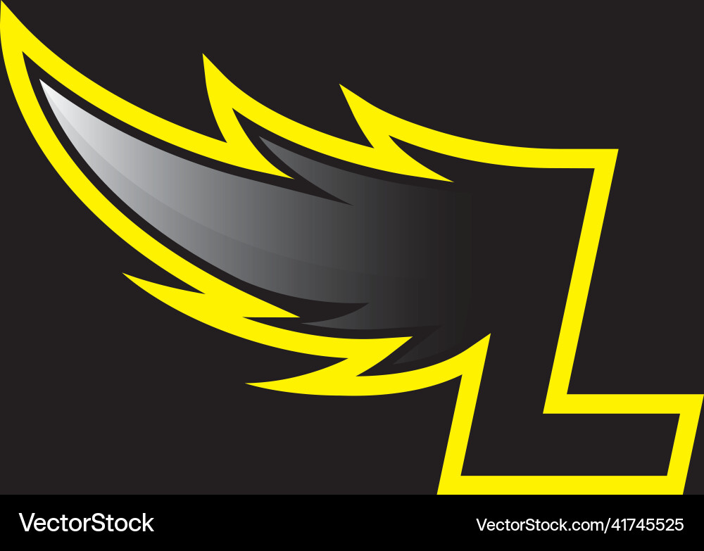 Wings logo with letter l design badges Royalty Free Vector