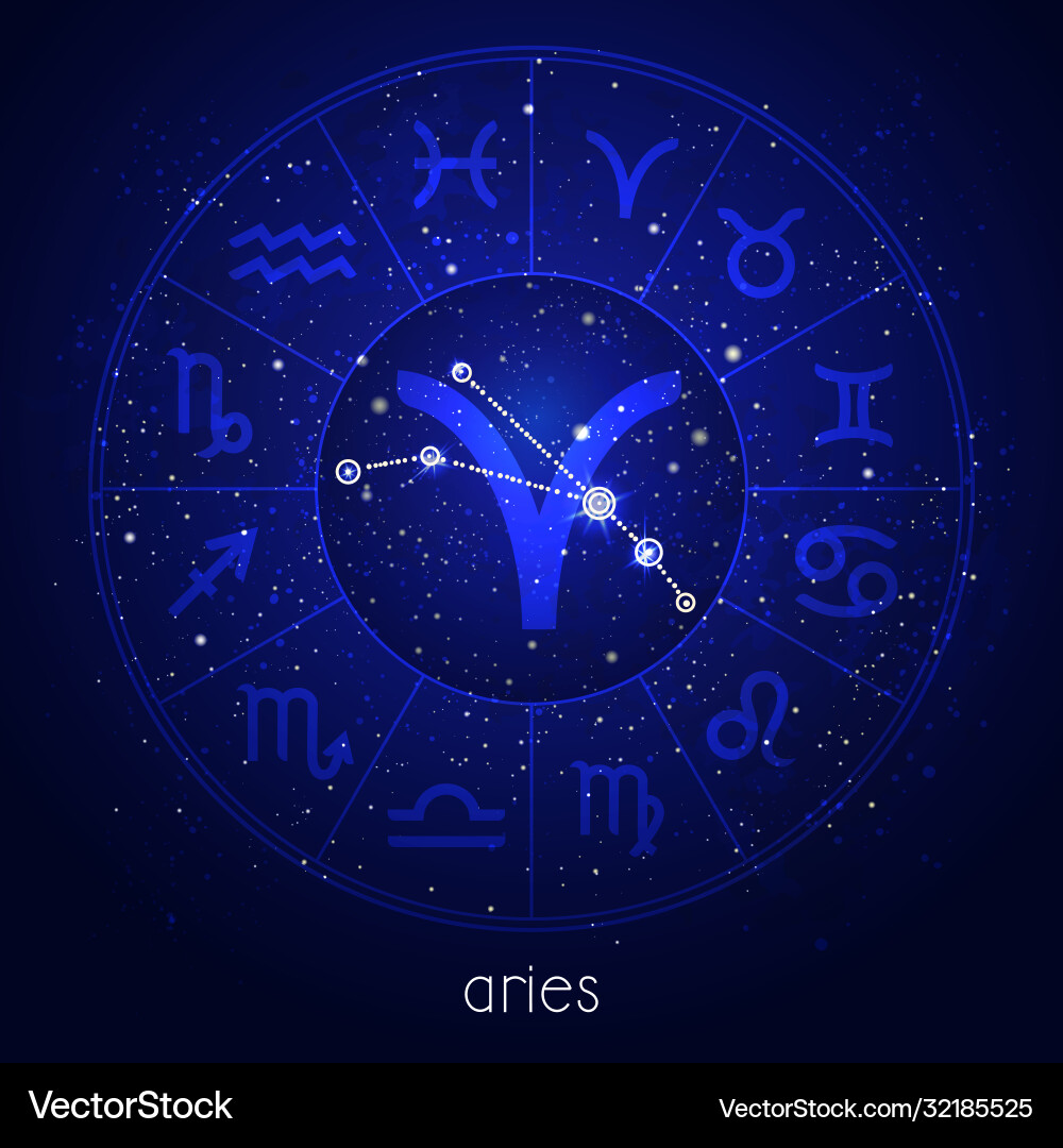 Zodiac sign and constellation aries Royalty Free Vector