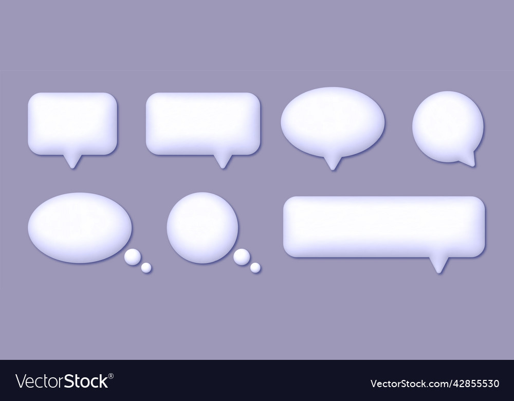 3d speech bubbles set realistic white chat Vector Image