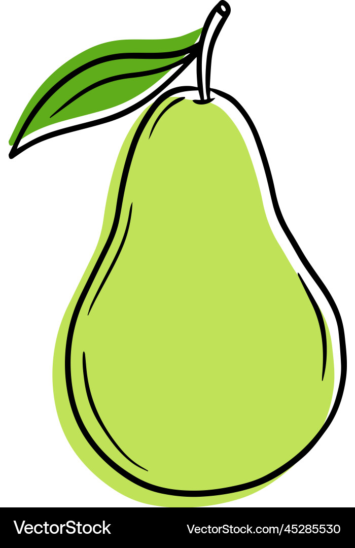 A ripe pear in contour style Royalty Free Vector Image
