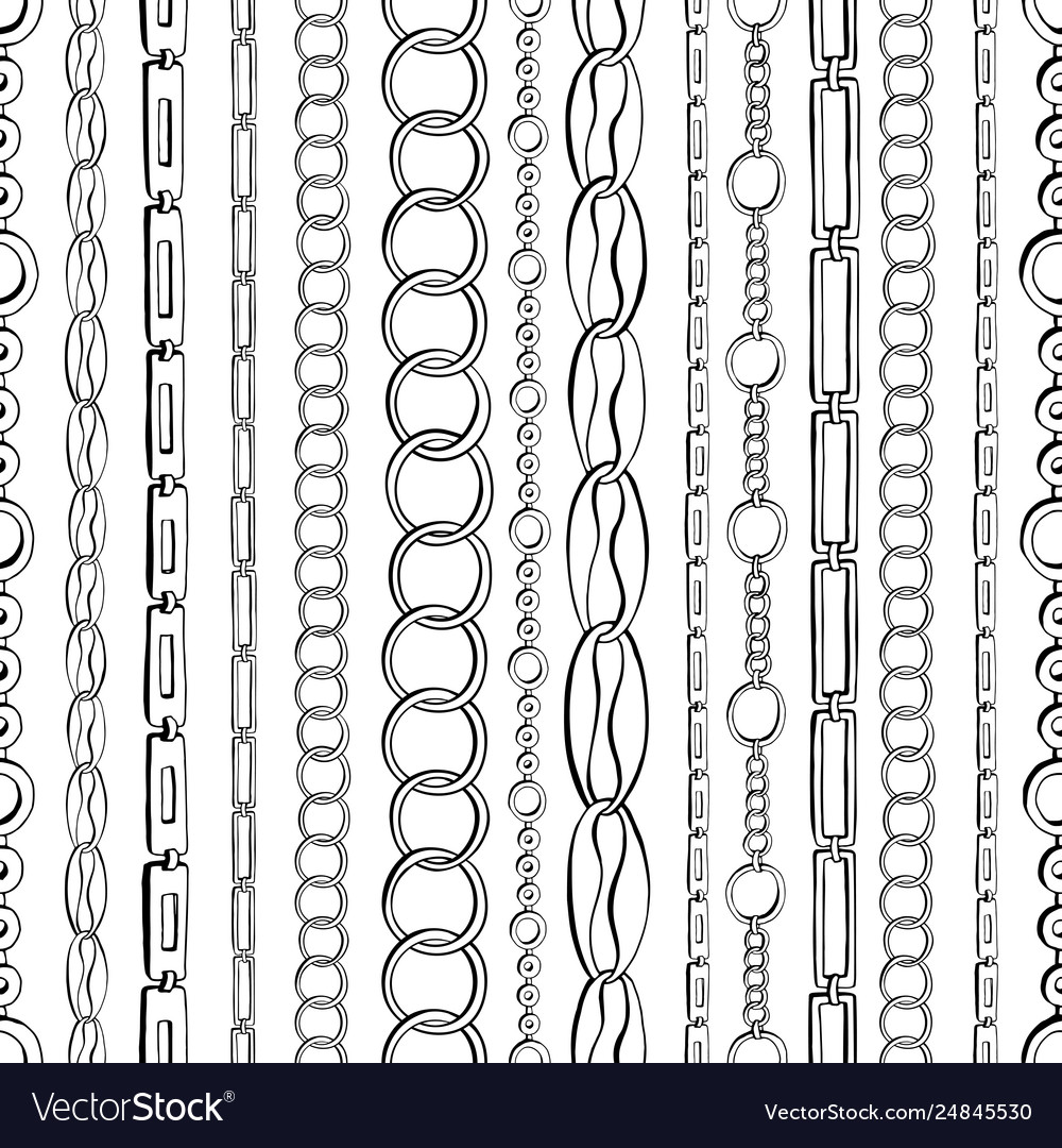 Black chains ink pen seamless pattern include Vector Image