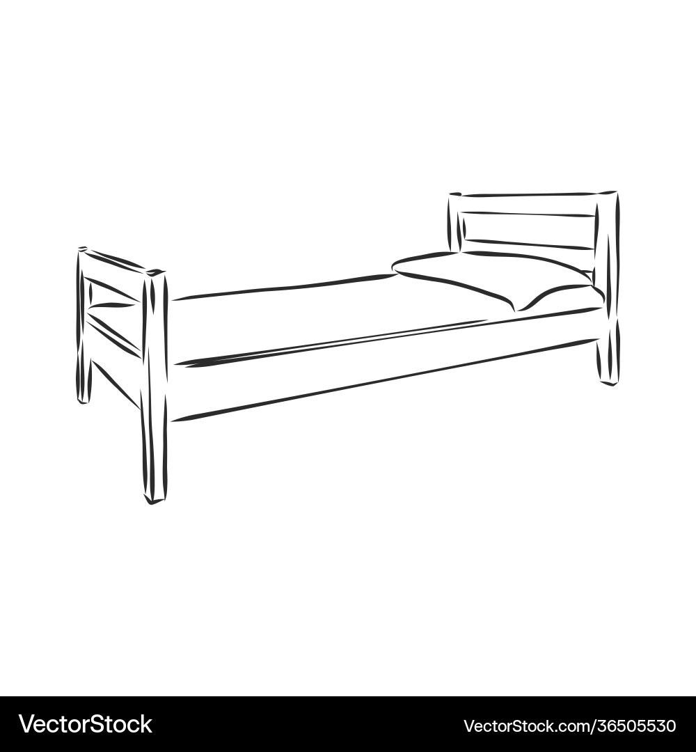 Black outline bed on white background bed sketch Vector Image