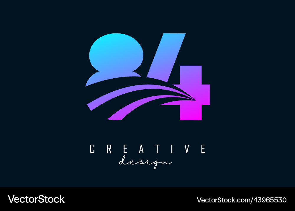 Colorful creative number 84 8 4 logo with leading Vector Image
