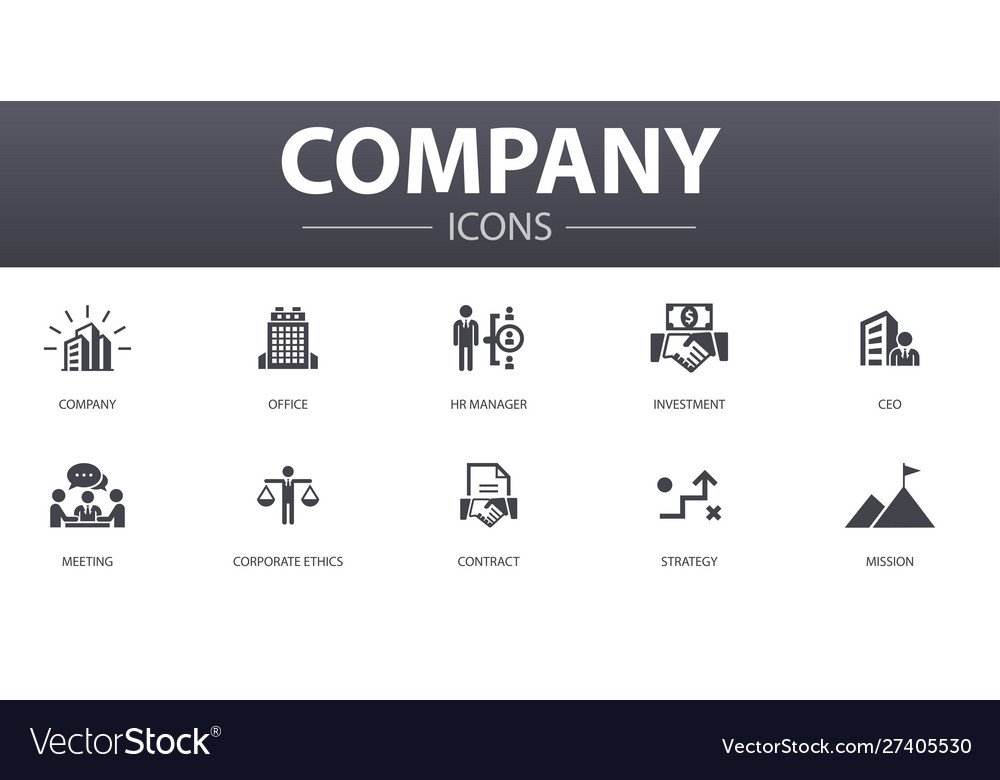 Company simple concept icons set contains Vector Image