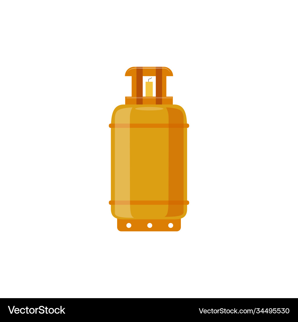 Compressed gas yellow cylinder flat cartoon Vector Image