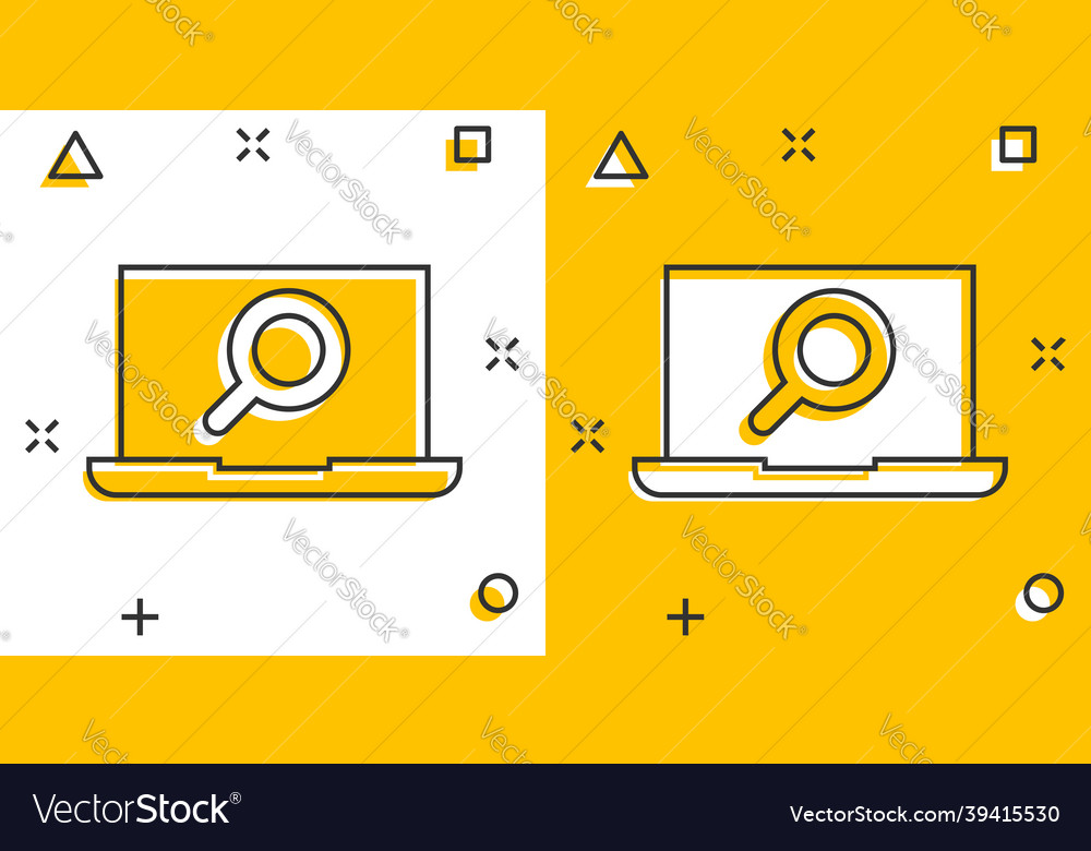 Computer search icon in comic style laptop Vector Image