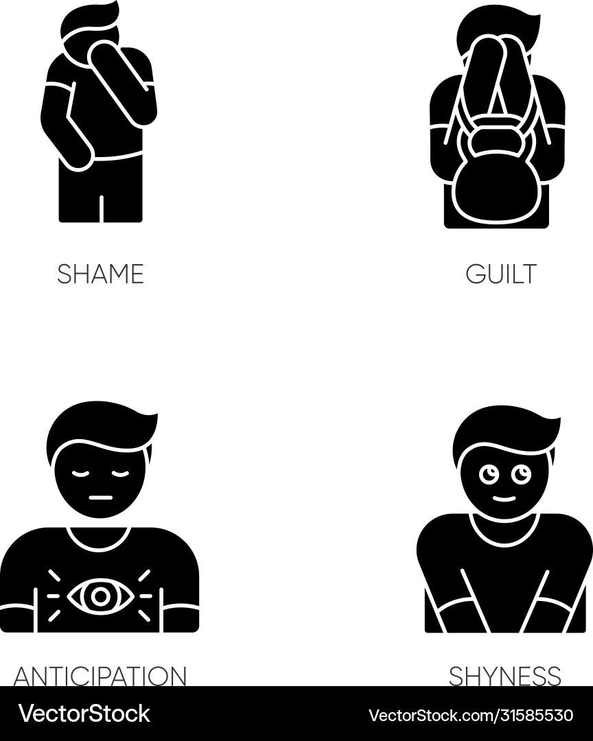 Human behaviour black glyph icons set on white Vector Image