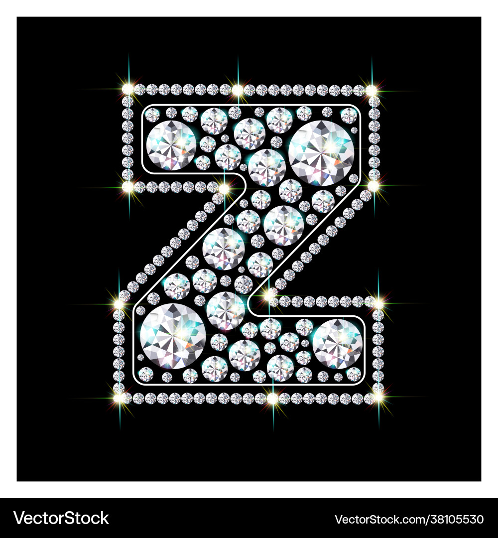 Letter z made from sparkling diamonds eps Vector Image