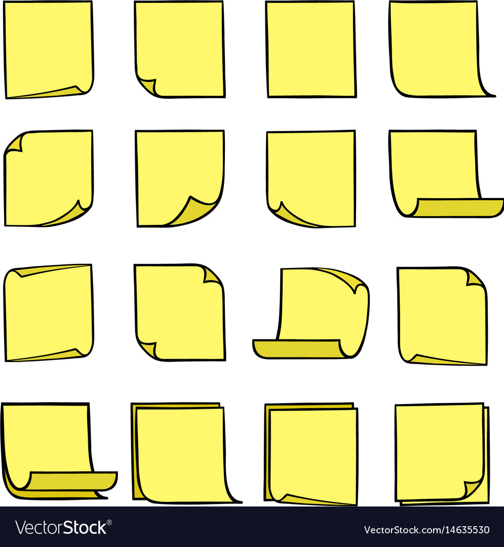 Note papers yellow Royalty Free Vector Image - VectorStock